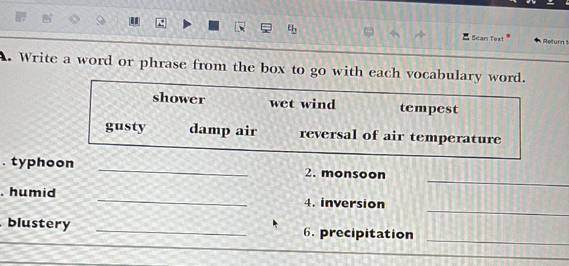A. Write a word or phrase from the box to go | StudyX