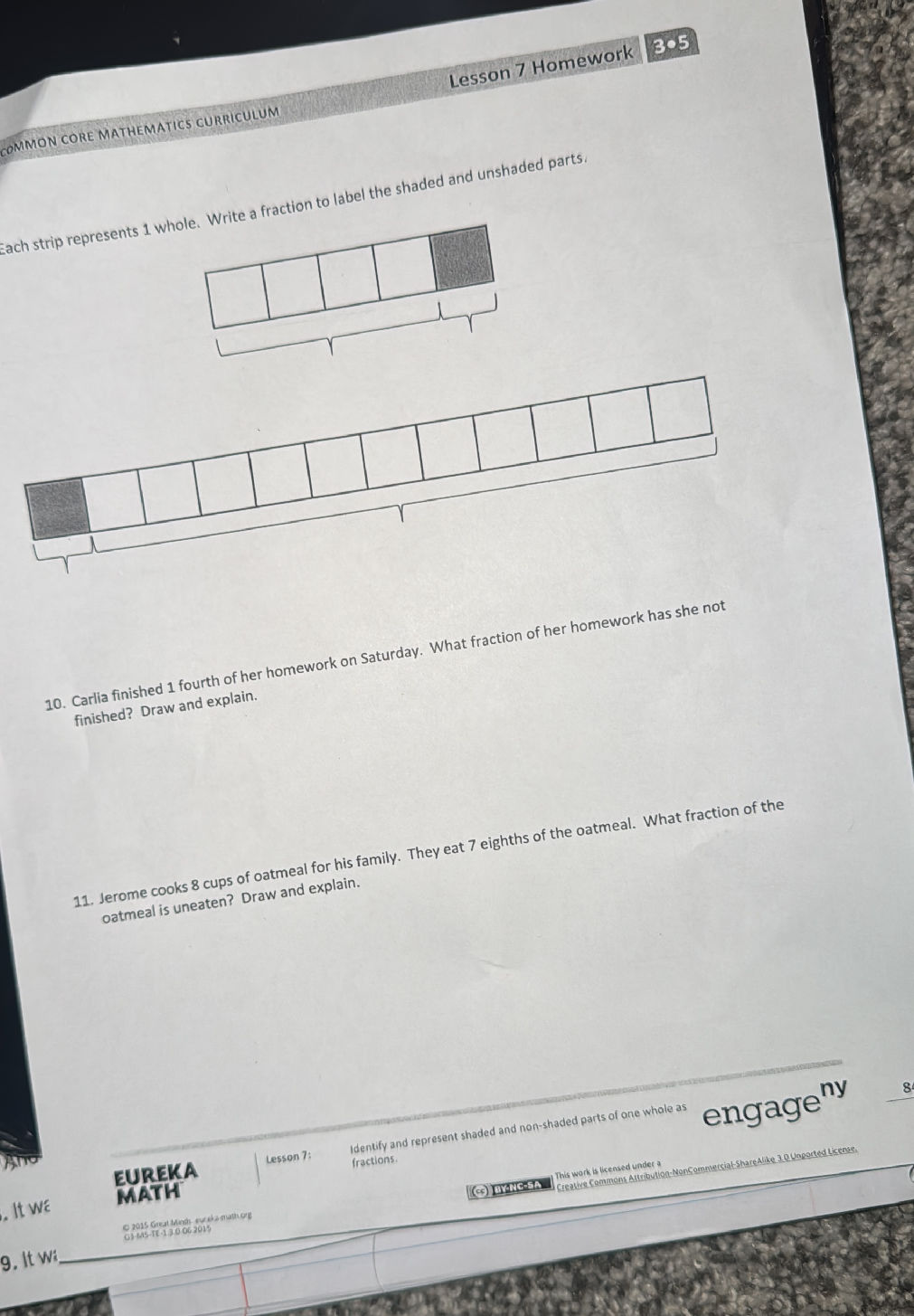 Each strip represents 1 whole. Write a | StudyX