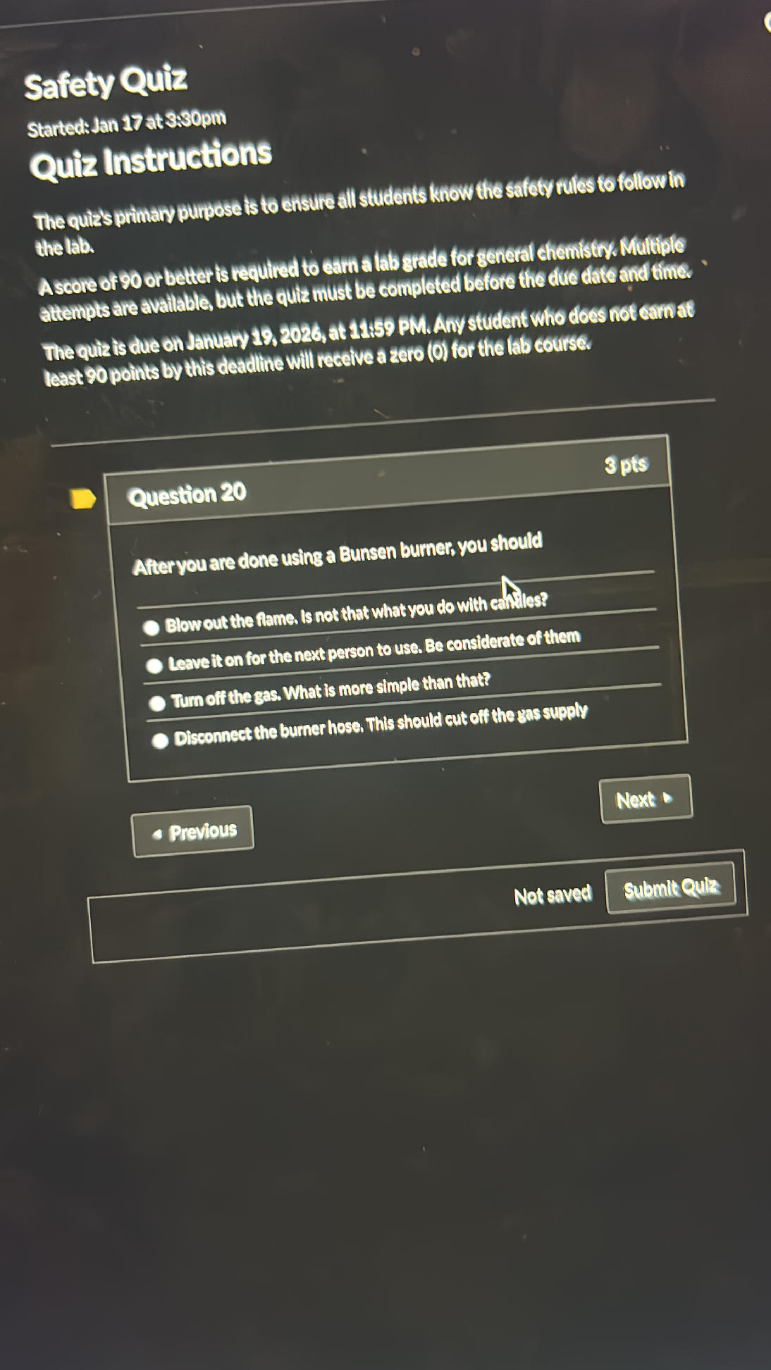 After you are done using a Bunsen burner, | StudyX