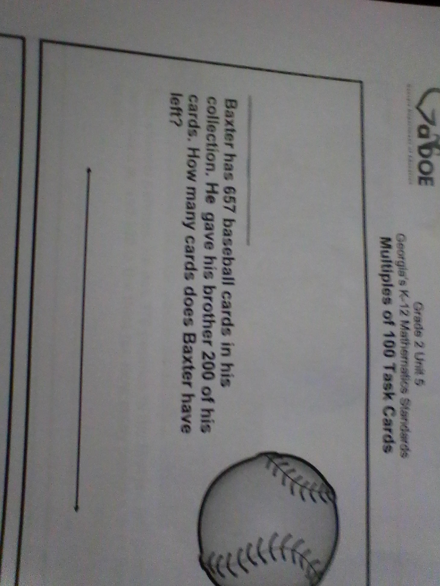 Baxter has 657 baseball cards in his | StudyX