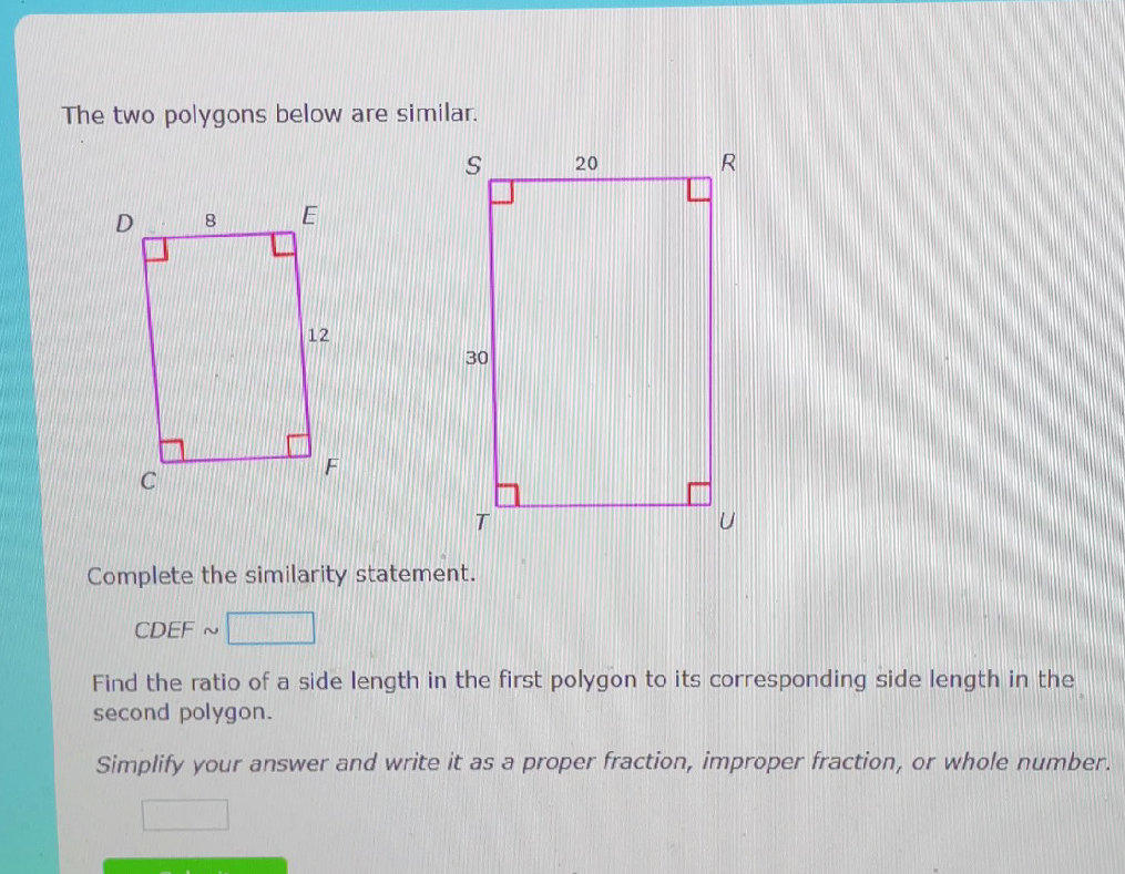 The two polygons below are similar. | StudyX
