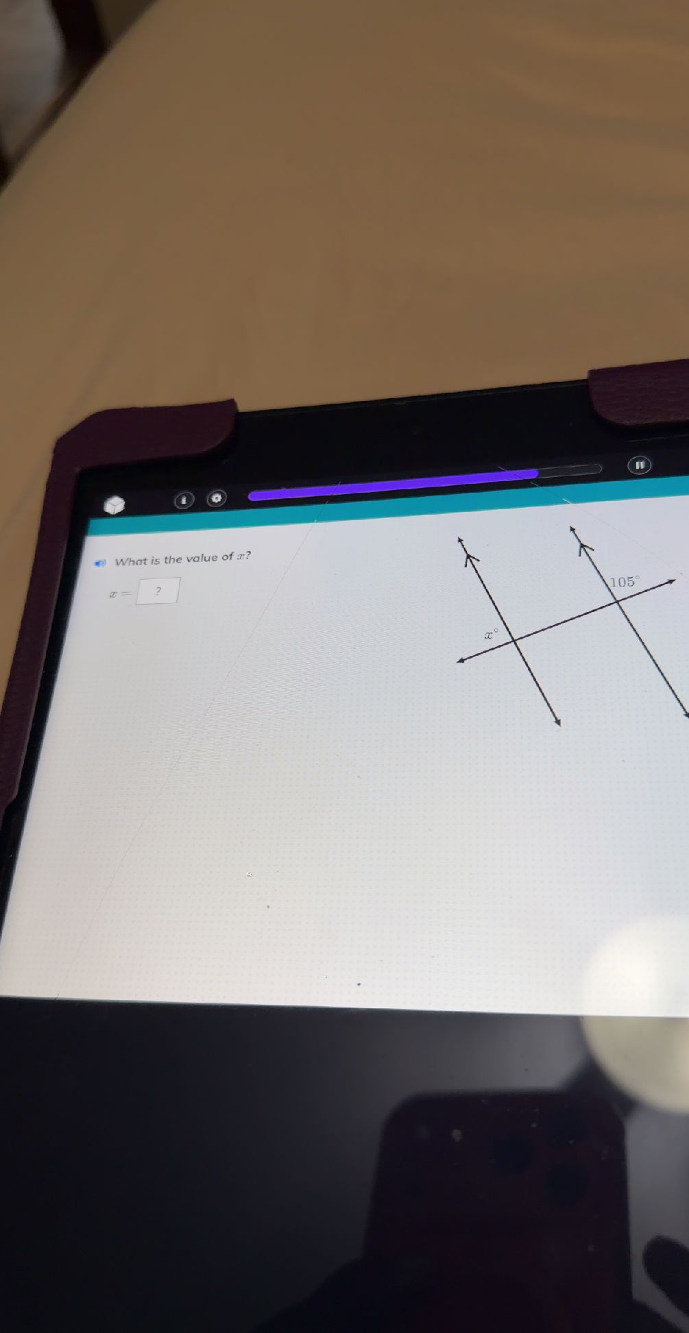 What is the value of $x$? $x = {?}$ | StudyX