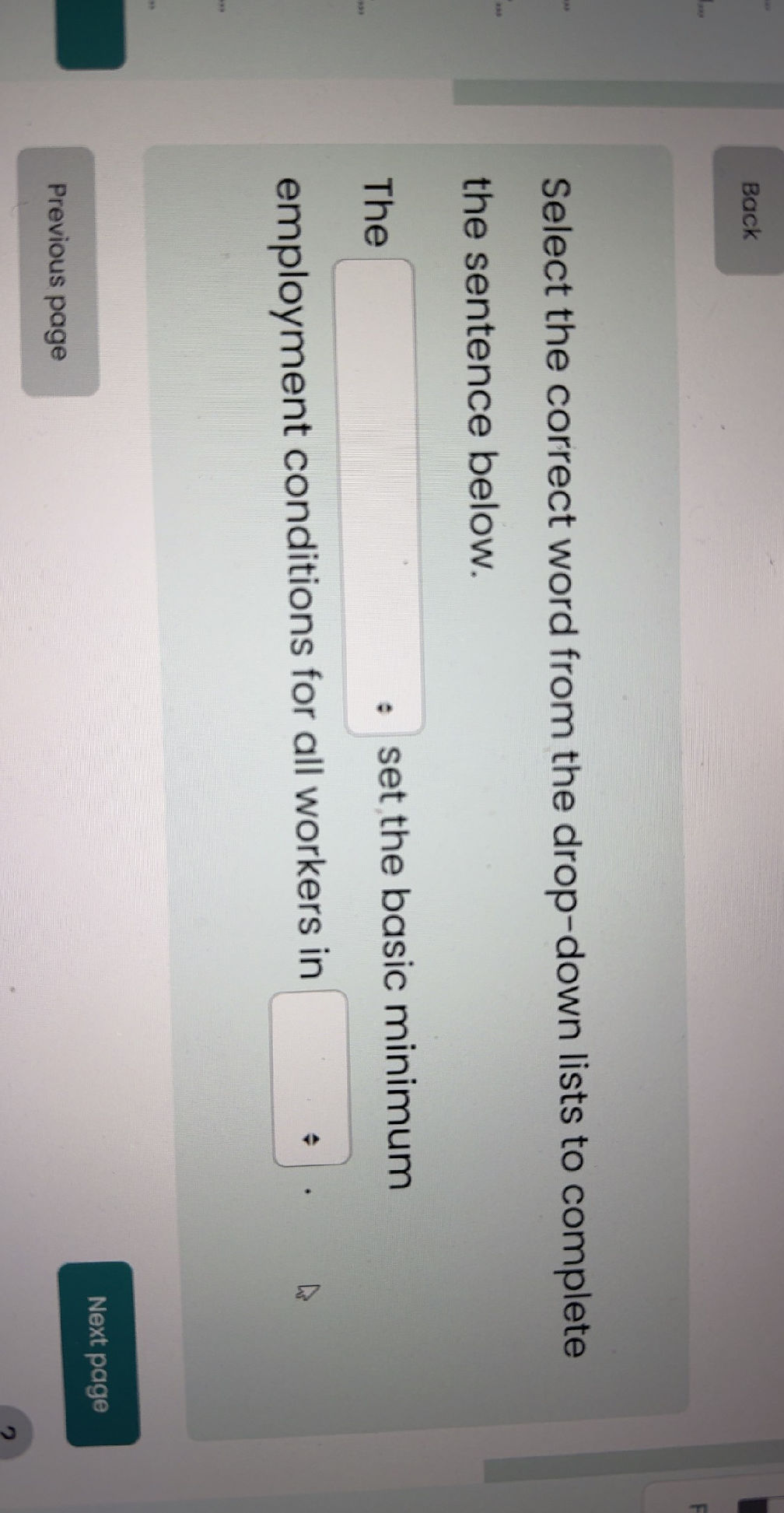 Select the correct word from the drop-down | StudyX