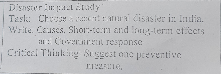 Disaster Impact Study Task: Choose a recent | StudyX