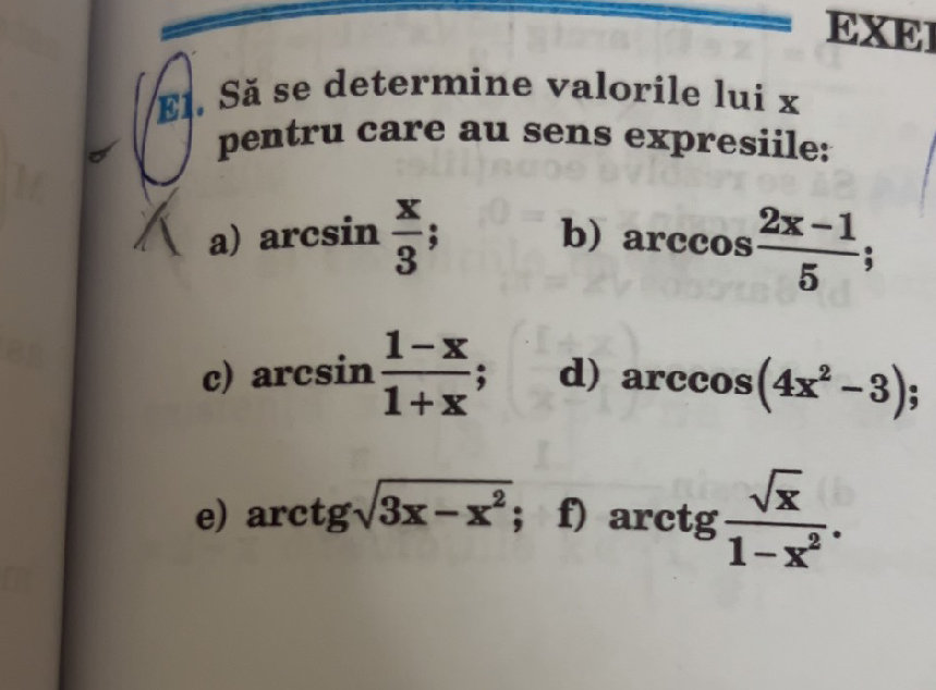 Să se determine valorile lui x pentru care