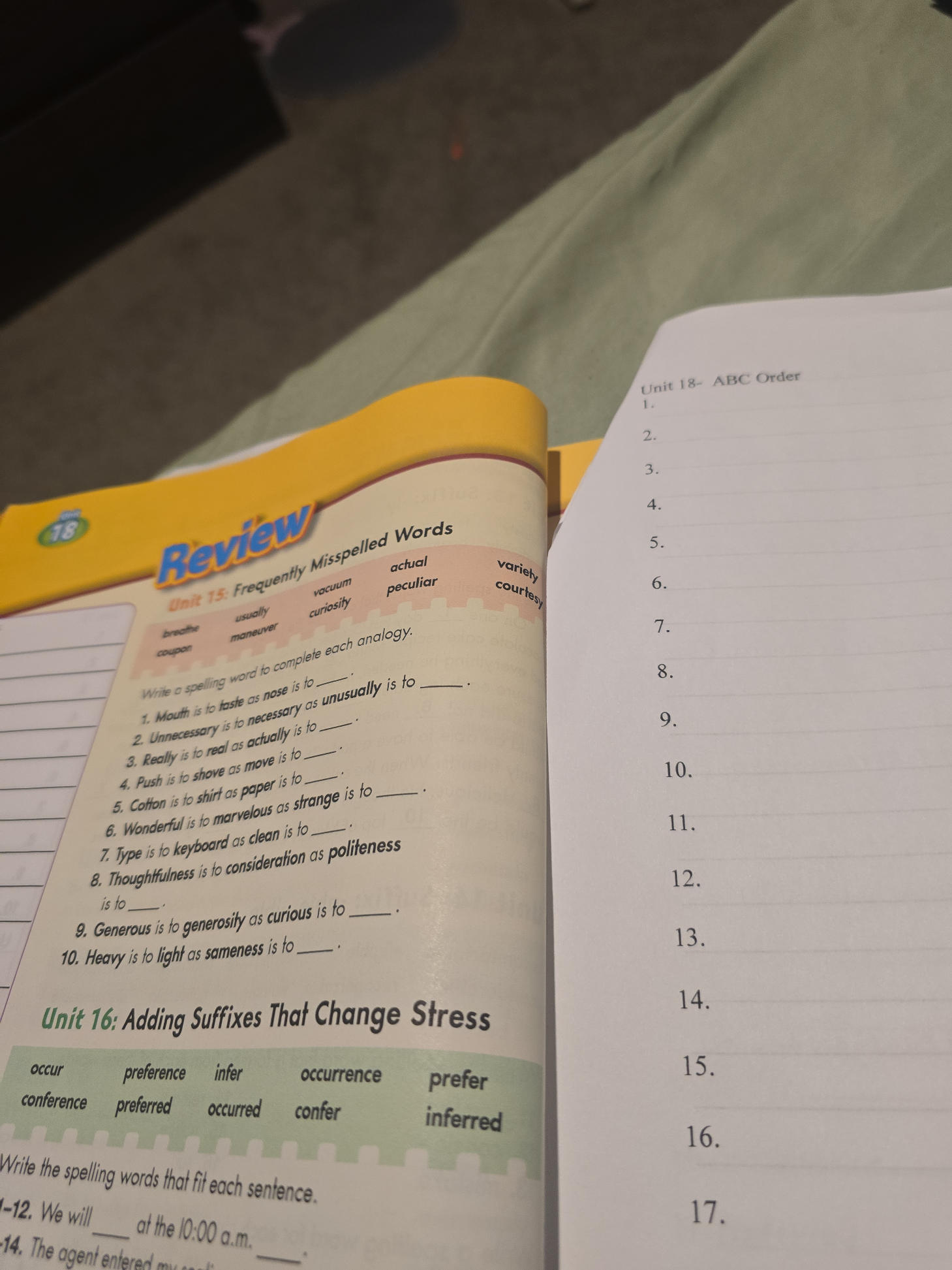 Review Unit 15: Frequently Misspelled Words | StudyX
