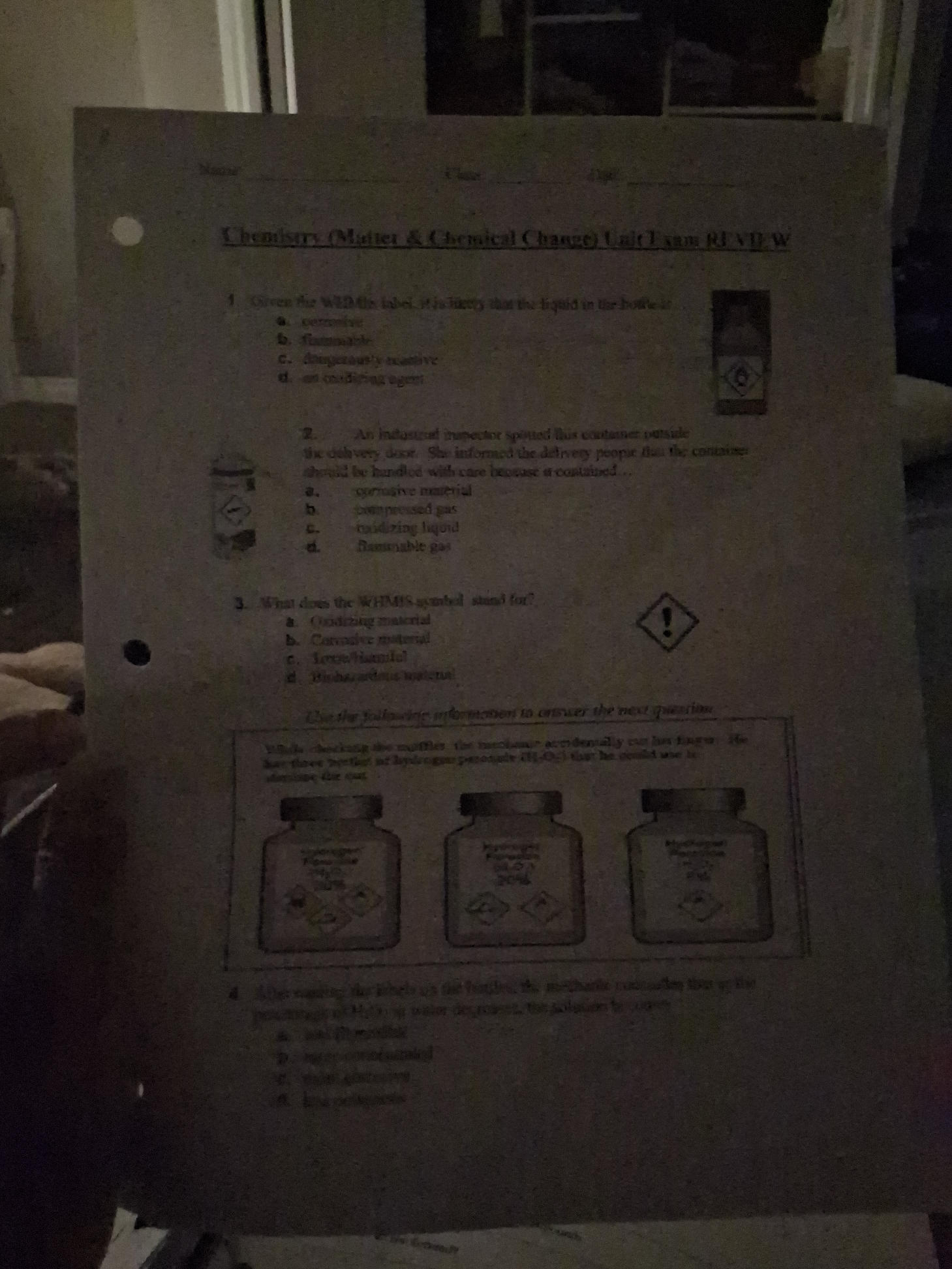 What does the WHMIS symbol stand for? a. | StudyX