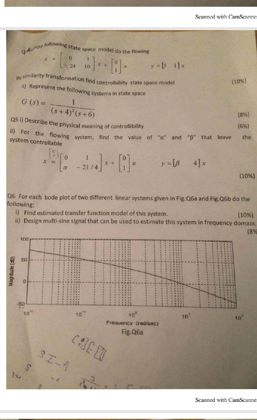 For each bode plot of two different linear | StudyX