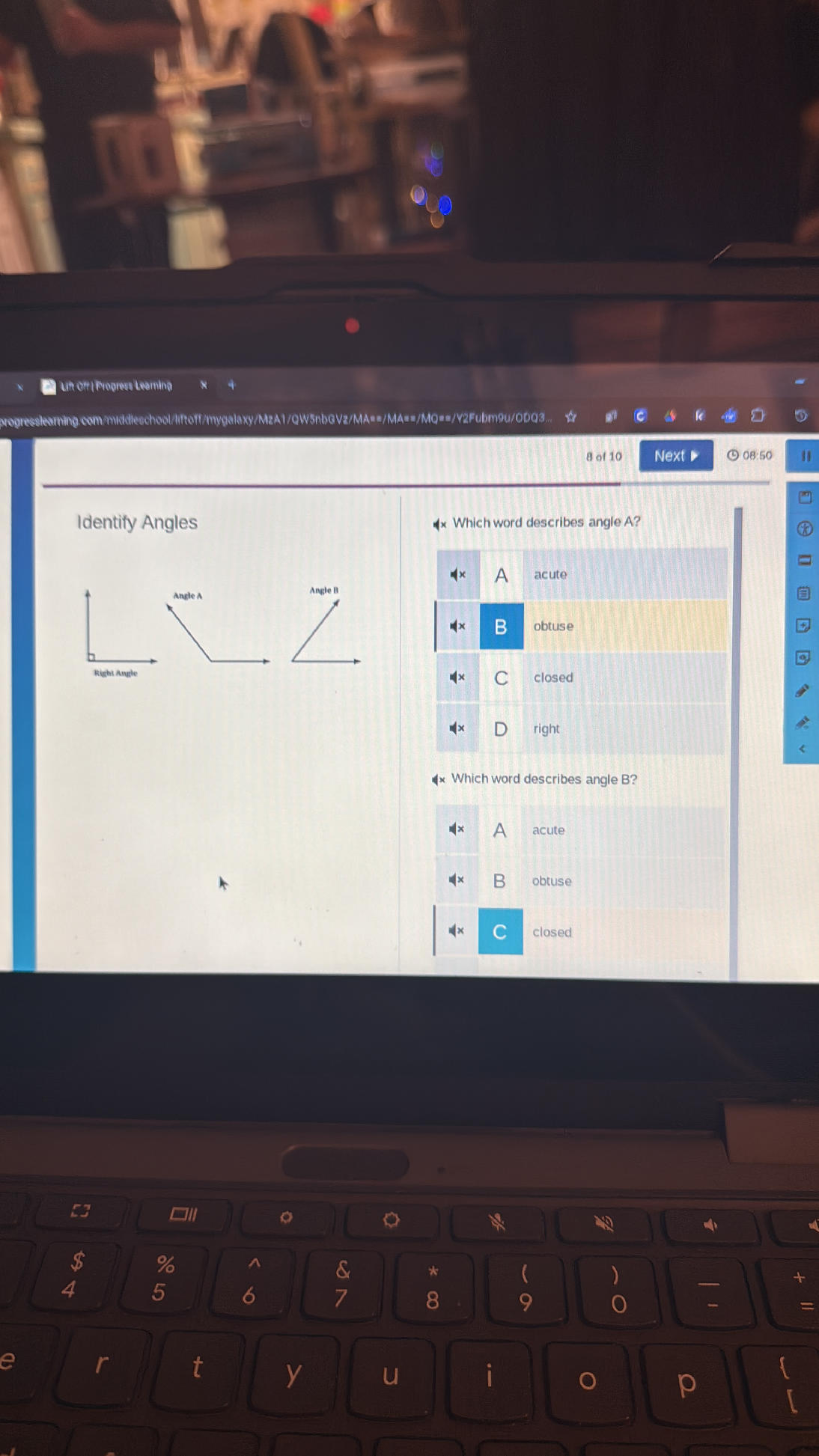 The diagram displays a Right Angle, Angle A, | StudyX