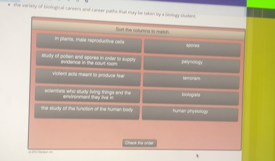 Sort the columns to match. | Definition | | StudyX