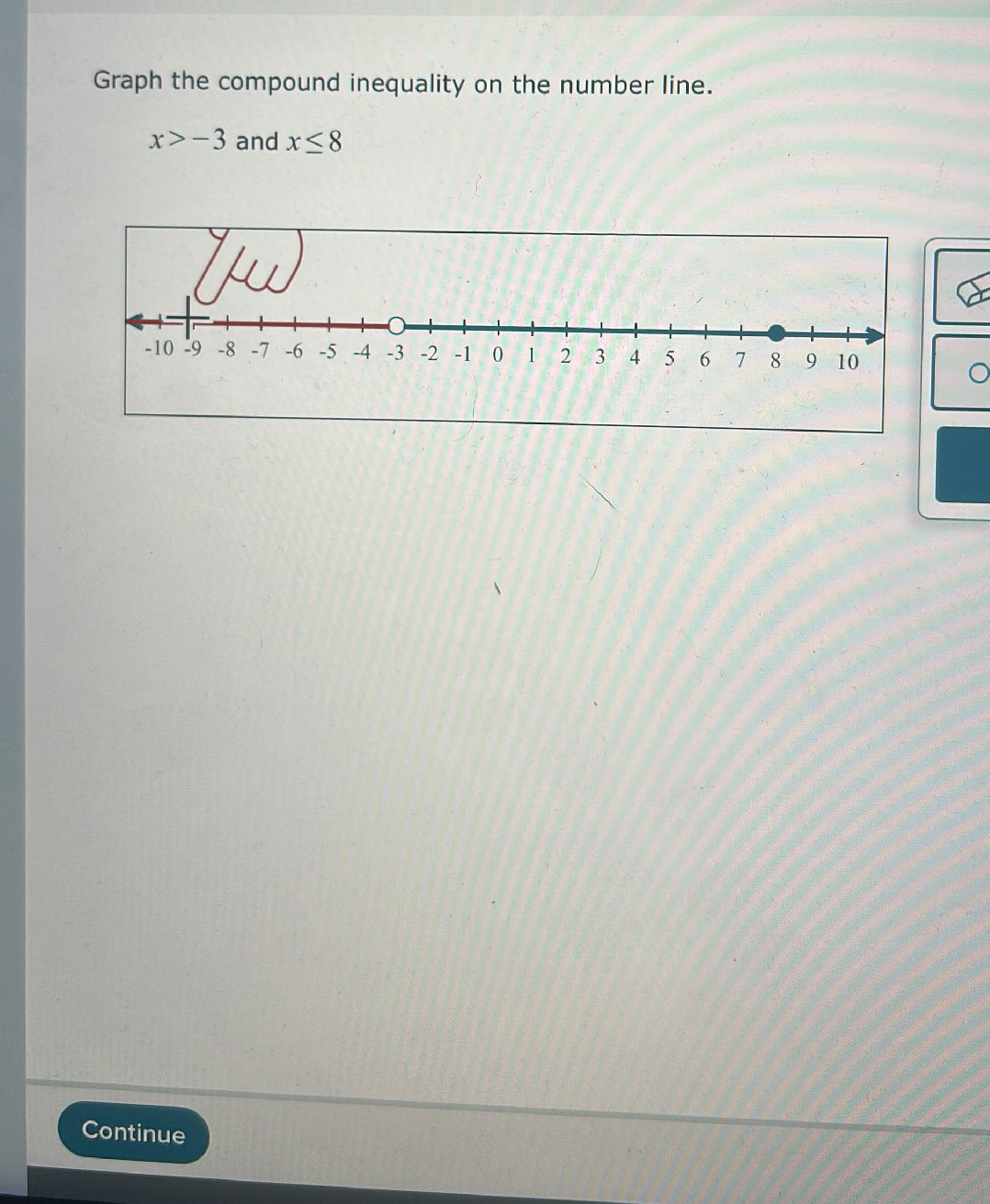 Graph the compound inequality on the number | StudyX