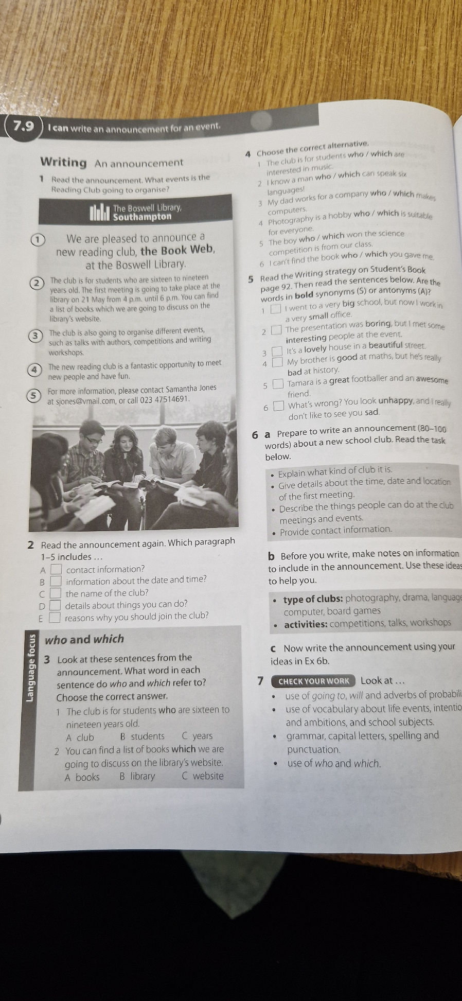 Choose the correct alternative. 1 The club | StudyX