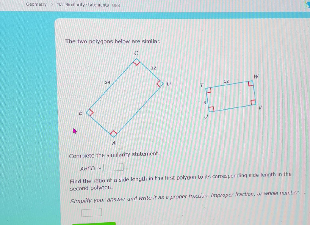 The two polygons below are similar. [Image
