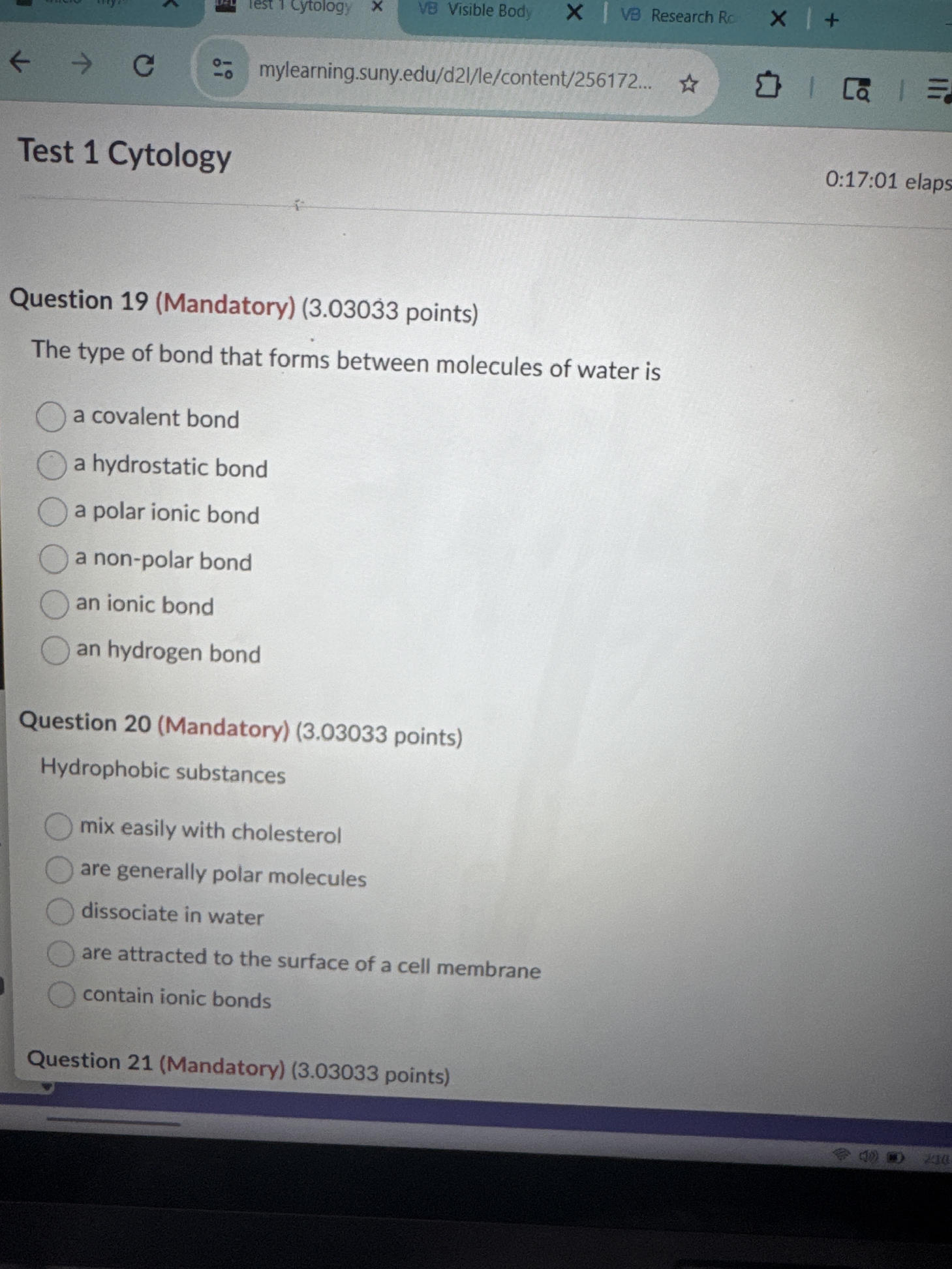 Question 19 (Mandatory) (3.03033 points) The | StudyX