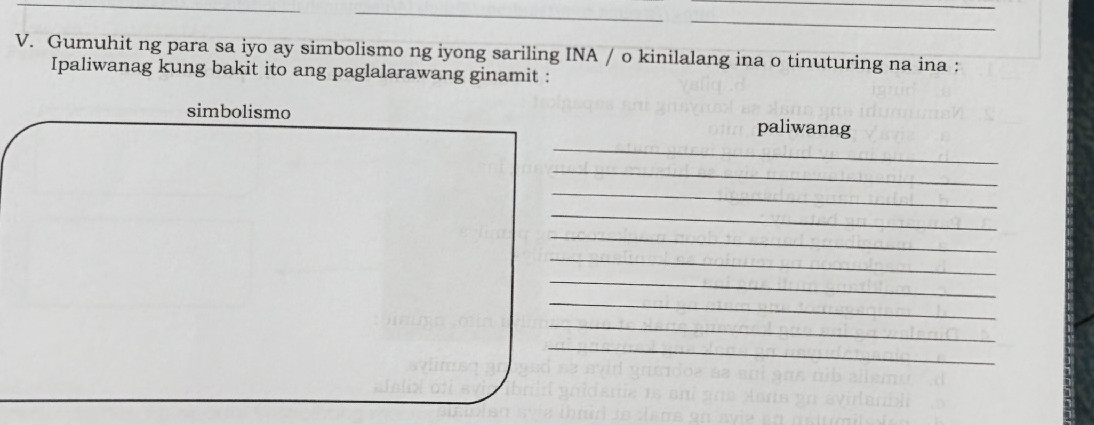 V. Gumuhit ng para sa iyo ay simbolismo ng | StudyX