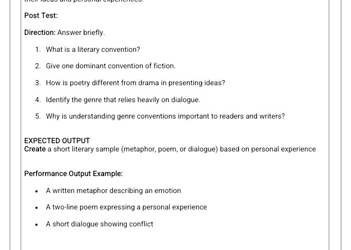 EXPECTED OUTPUT Create a short literary | StudyX