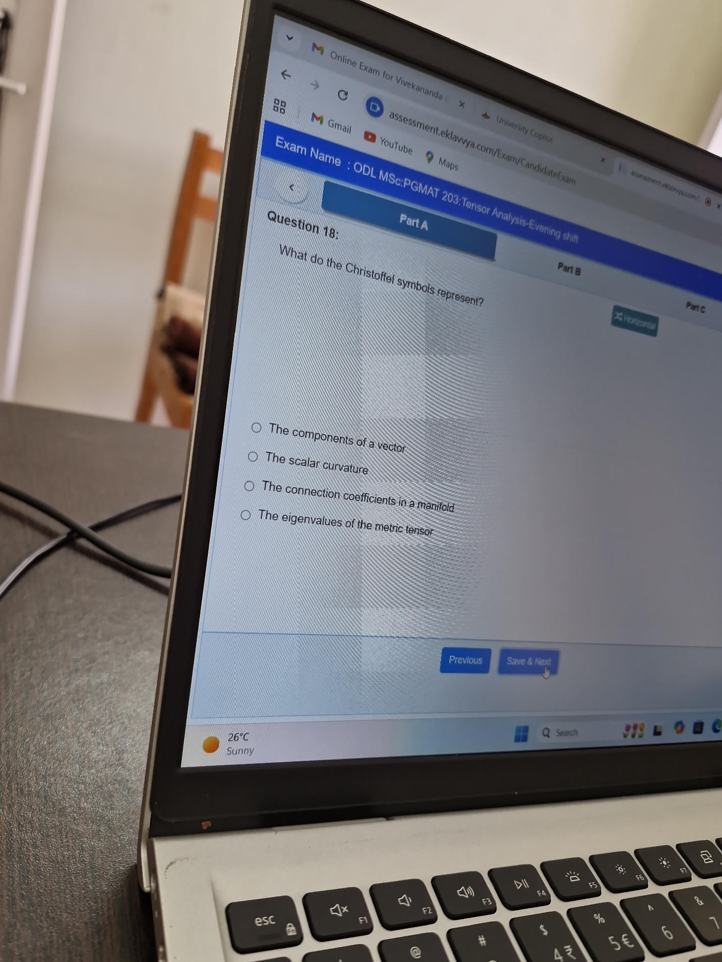 Question 18: What do the Christoffel symbols | StudyX