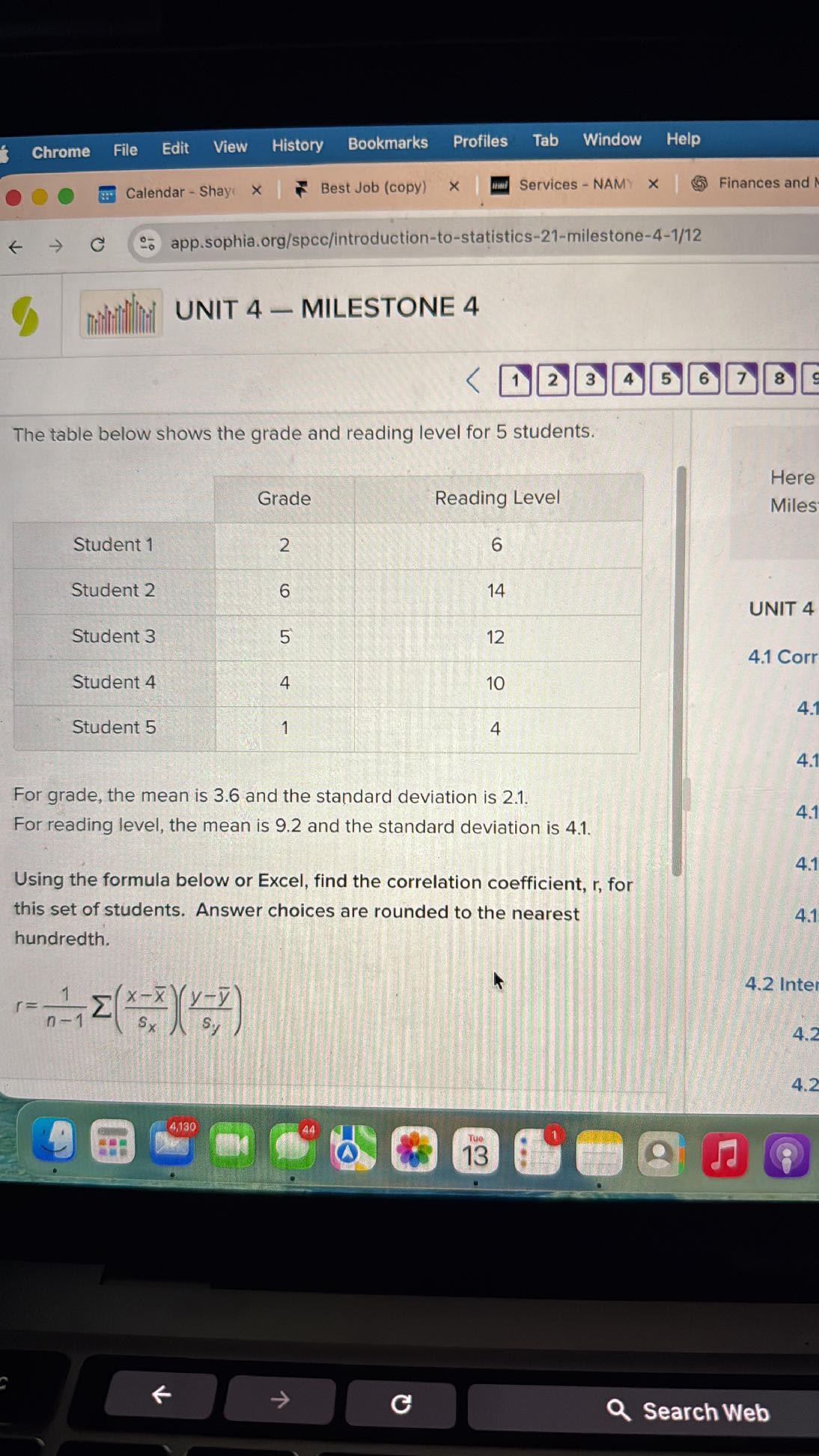 The table below shows the grade and reading | StudyX