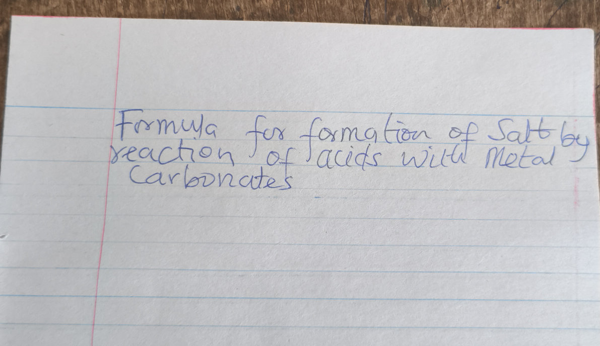 Formula for formation of Salt by reaction of | StudyX