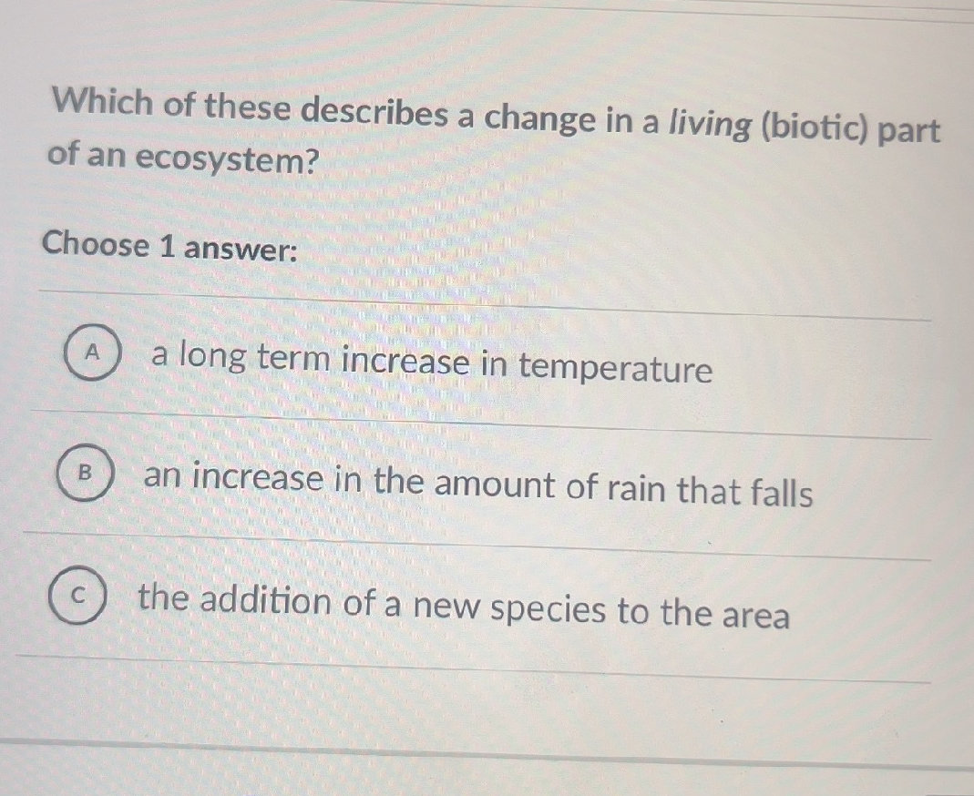 Which of these describes a change in a | StudyX