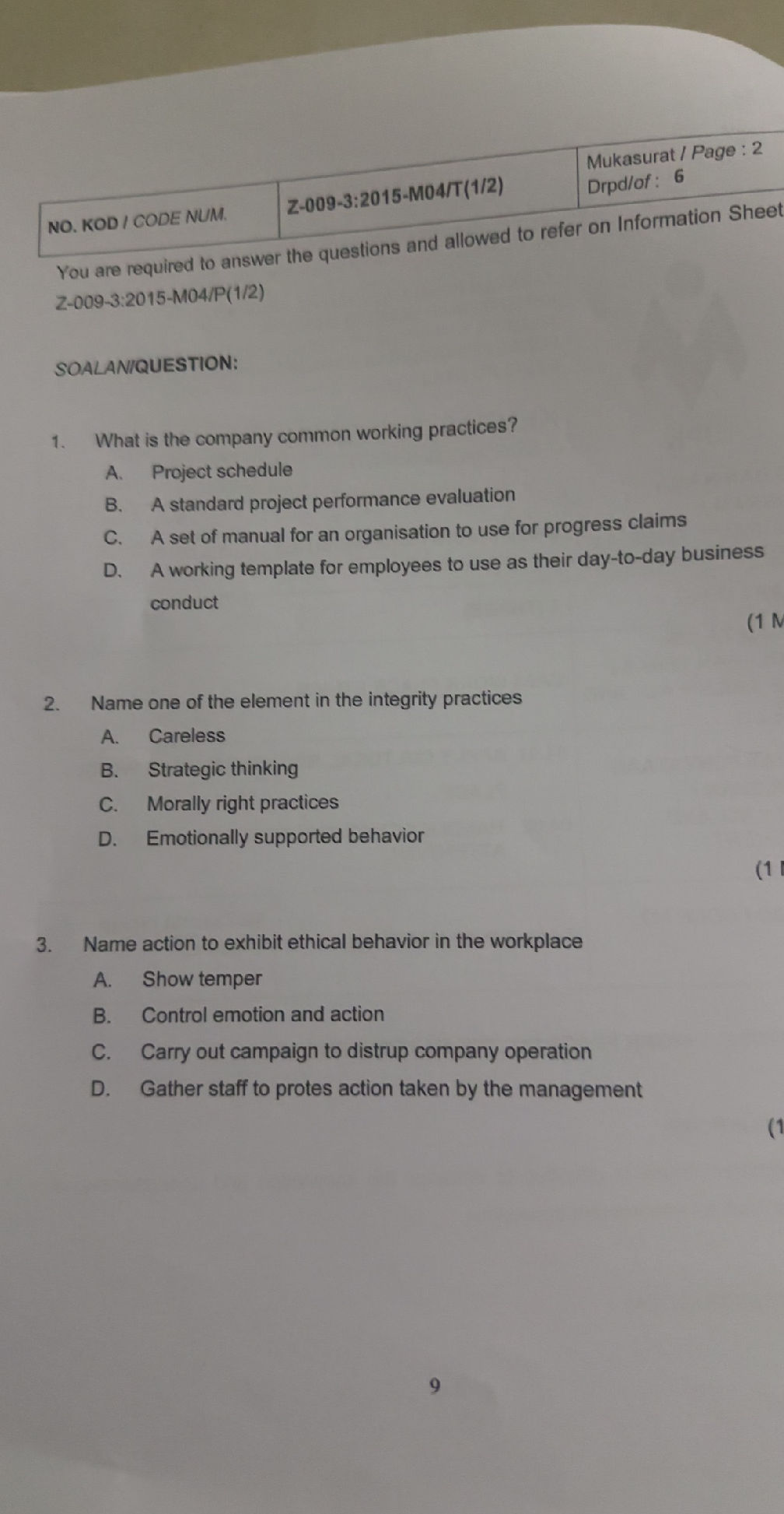 1. What is the company common working | StudyX