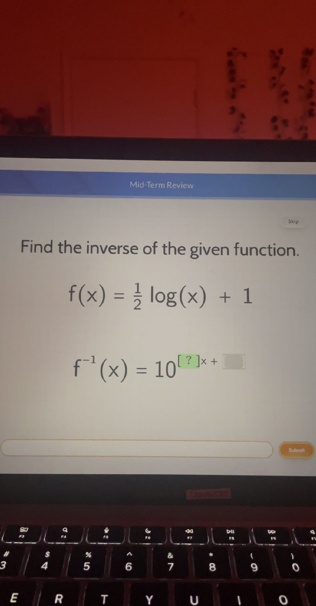 Find the inverse of the given function. | StudyX