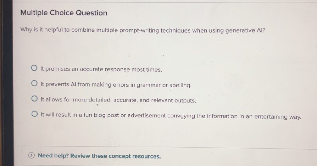 Multiple Choice Question Why is it helpful | StudyX