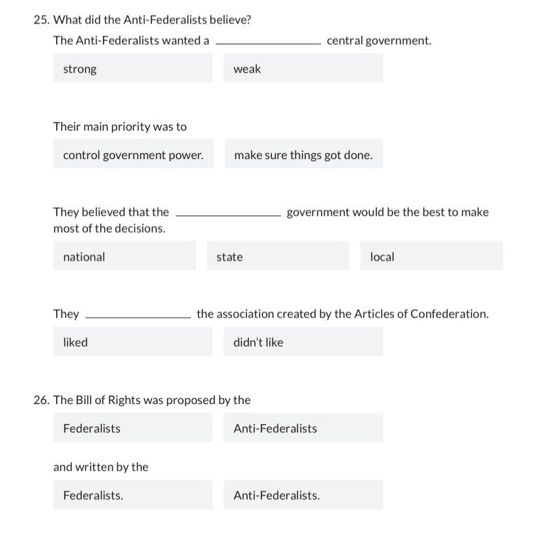 25. What did the Anti-Federalists believe? | StudyX