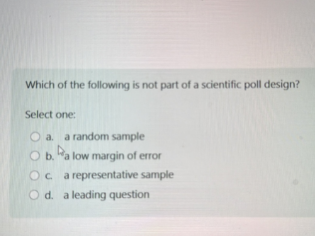 Which of the following is not part of a | StudyX