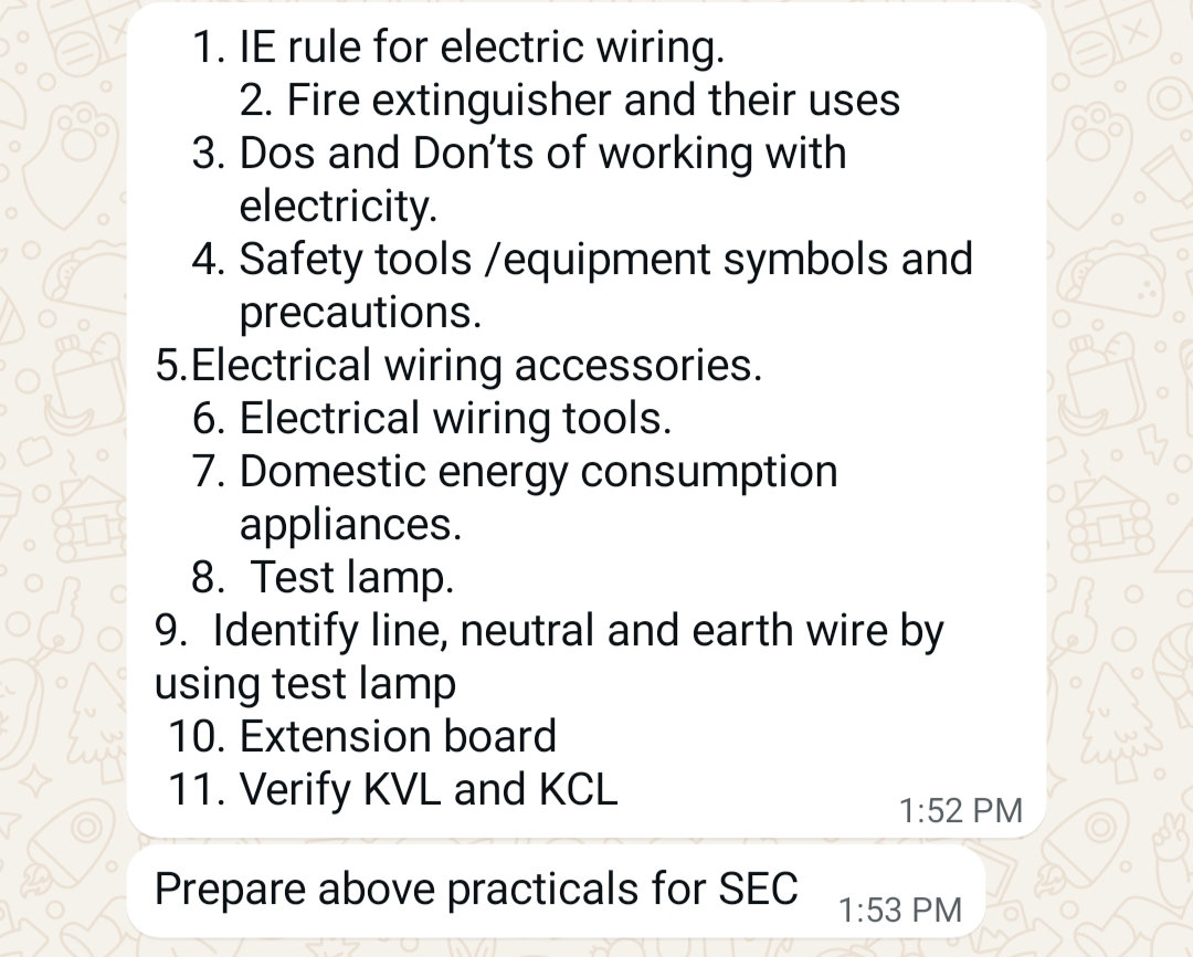 1. IE rule for electric wiring. 2. Fire | StudyX