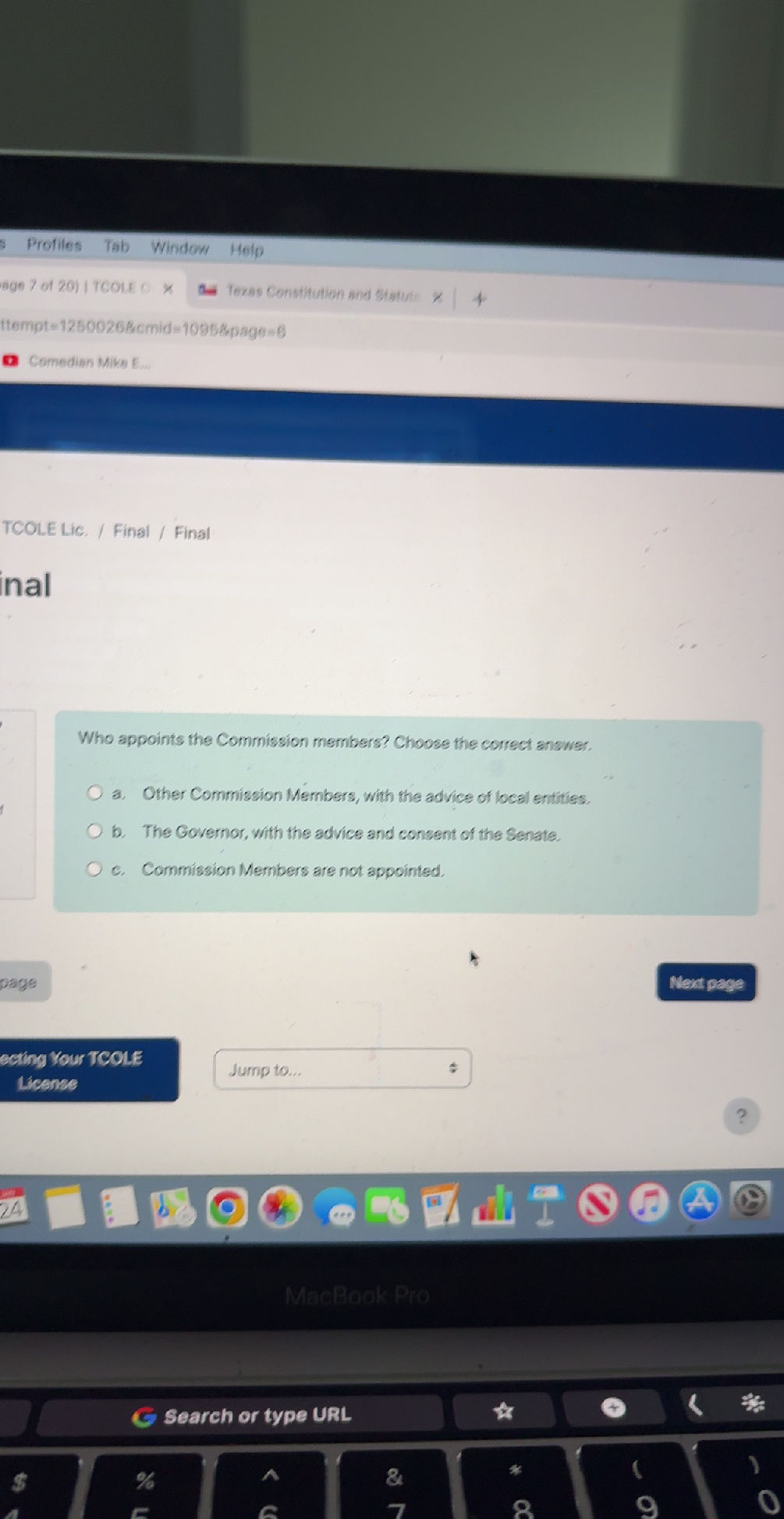 Who appoints the Commission members? Choose