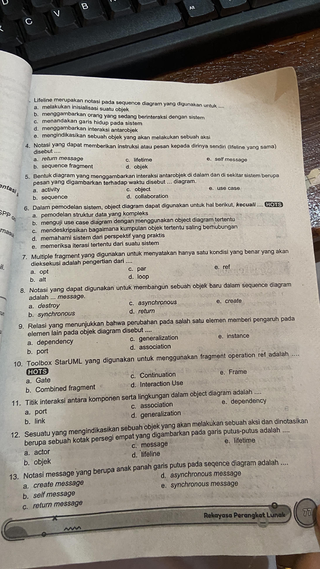 Lifeline merupakan notasi pada sequence | StudyX