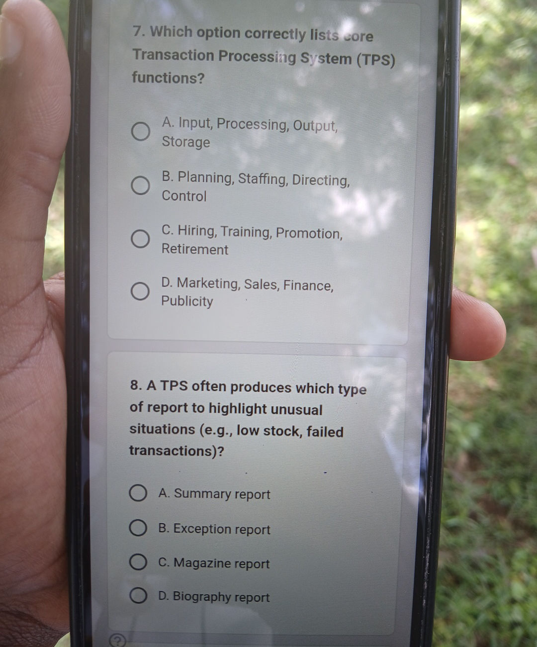7. Which option correctly lists core | StudyX
