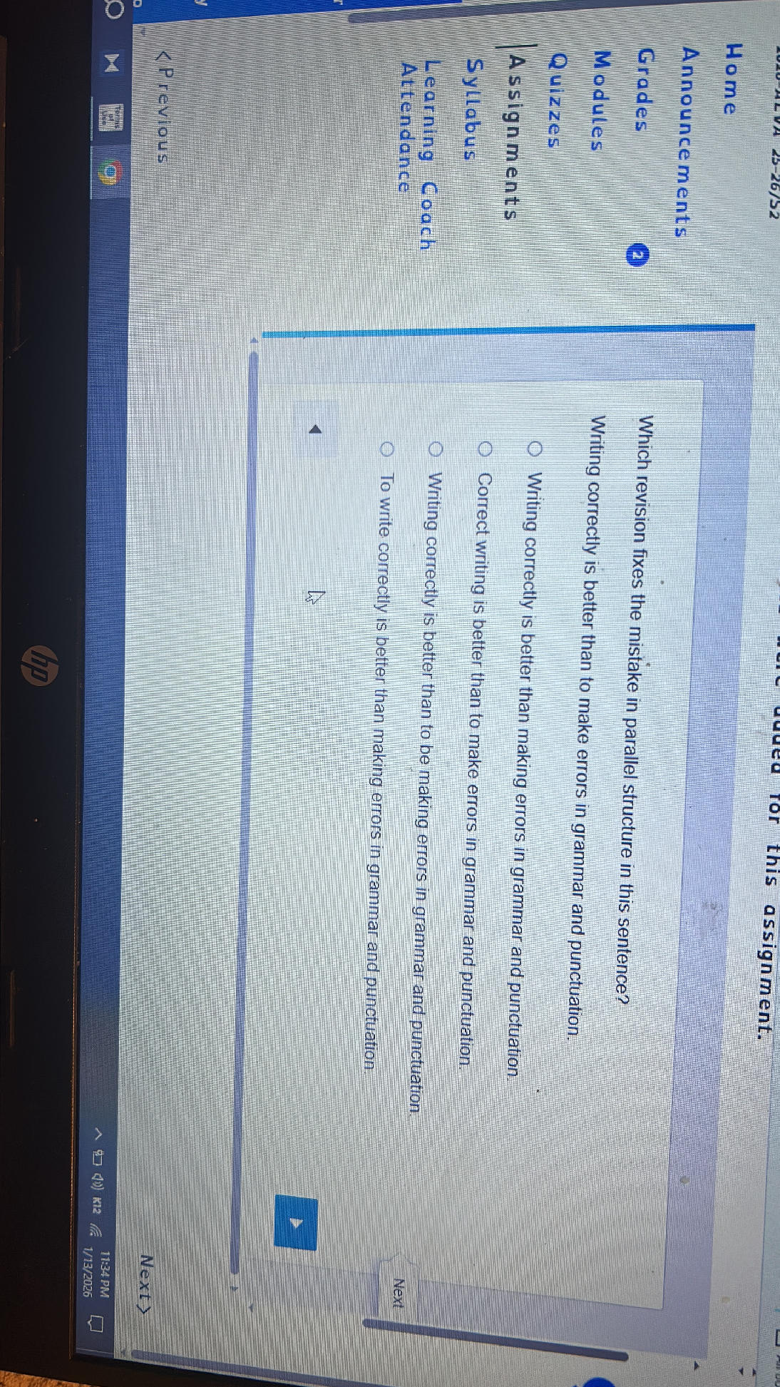Which revision fixes the mistake in parallel | StudyX