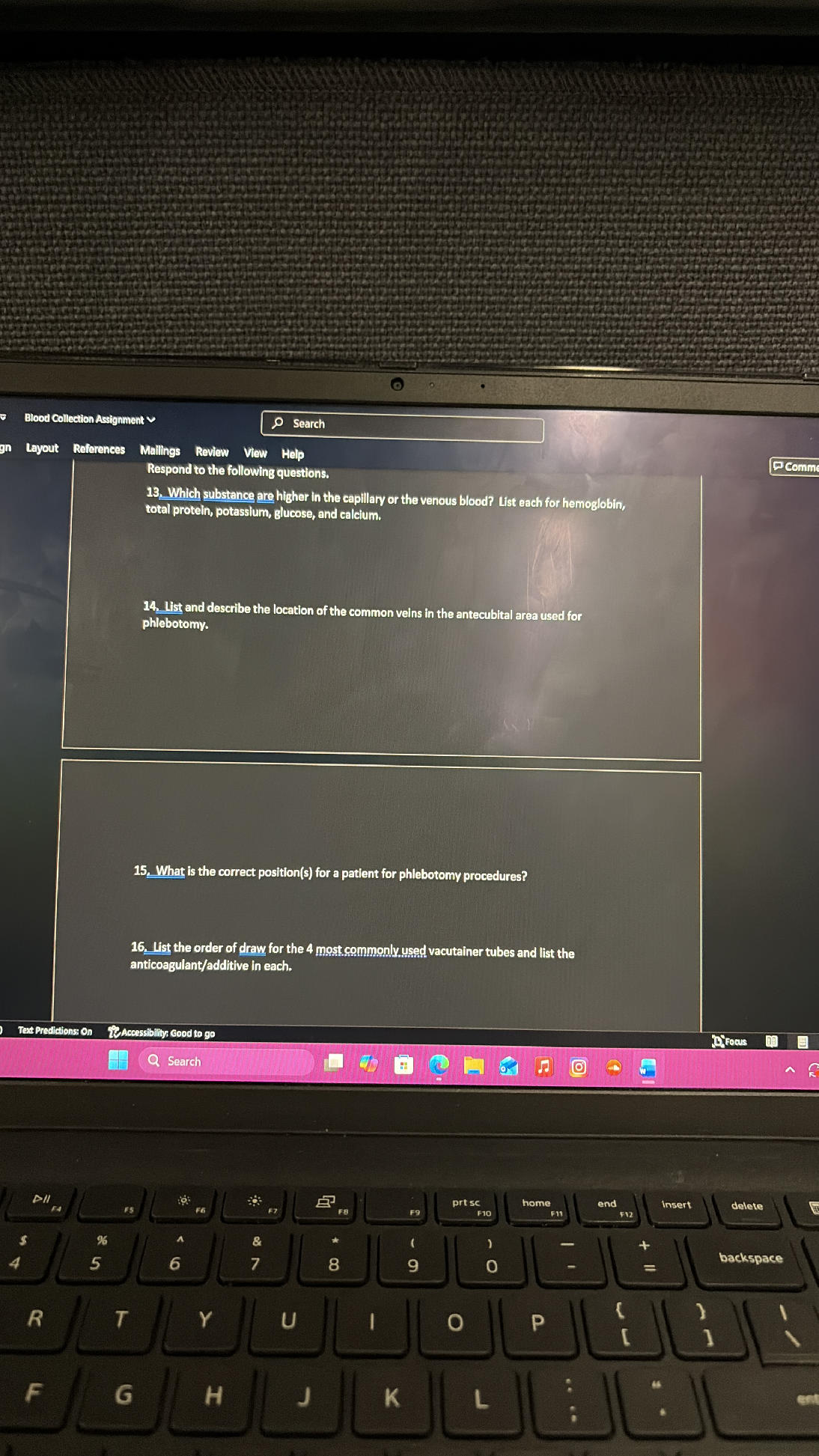 16. List the order of draw for the 4 most | StudyX