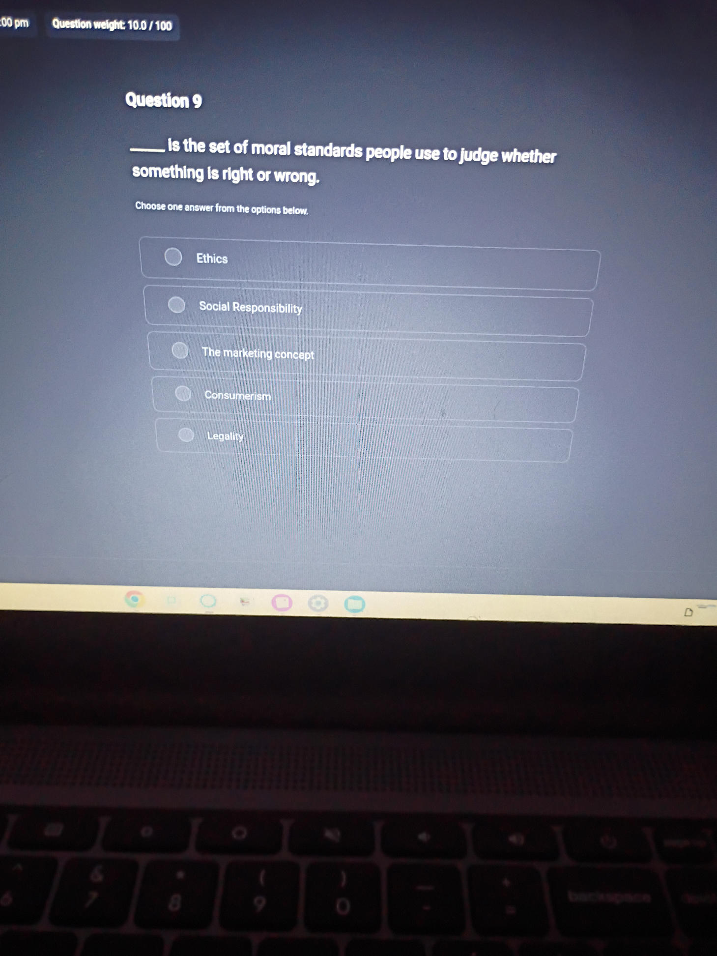 is the set of moral standards | StudyX