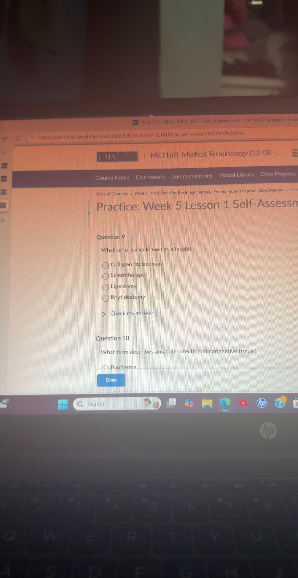 What term describes an acute infection of | StudyX