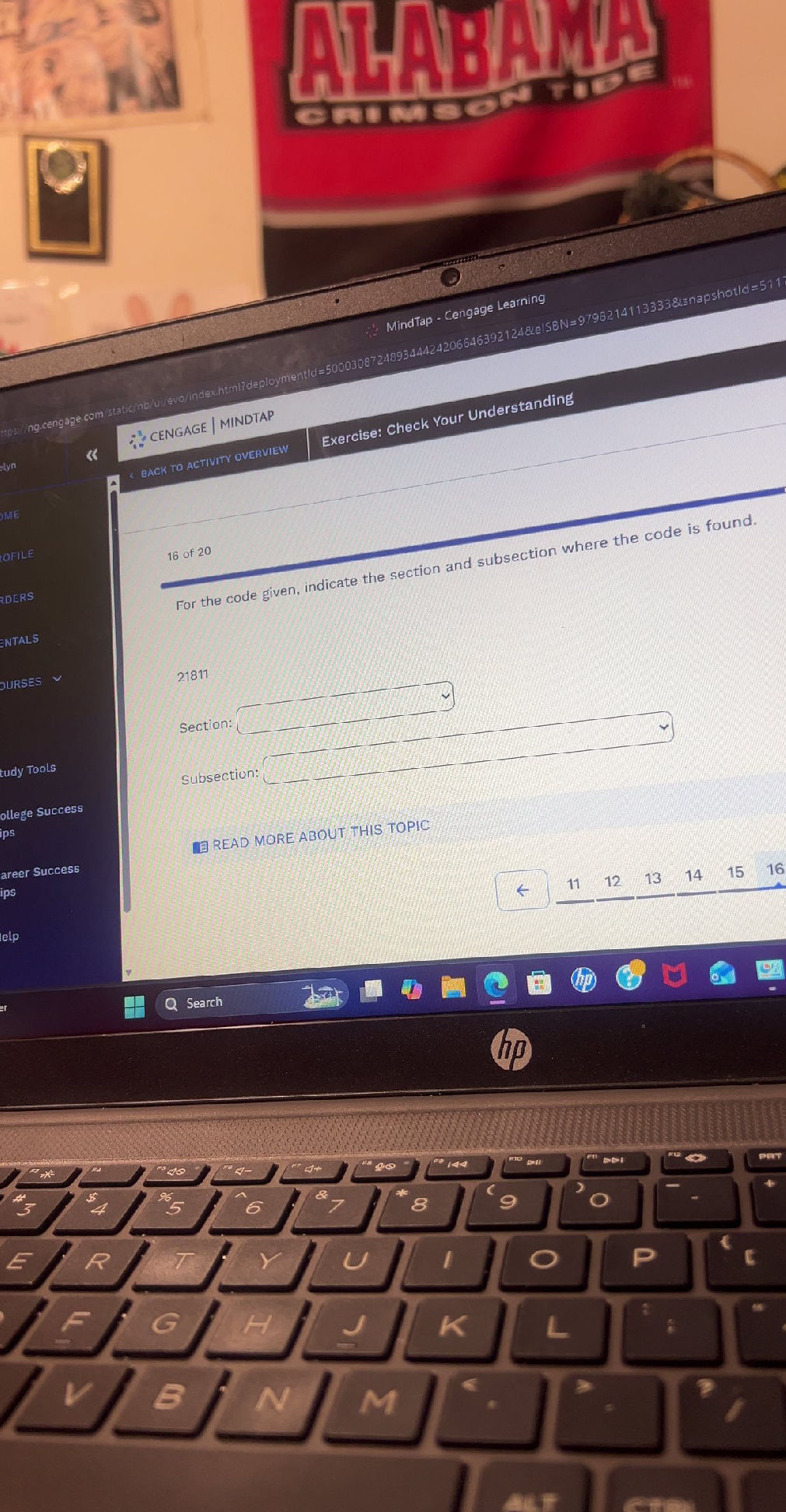 16 of 20 For the code given, indicate the | StudyX