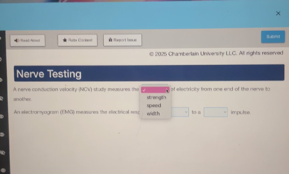 Nerve Testing A nerve conduction velocity | StudyX