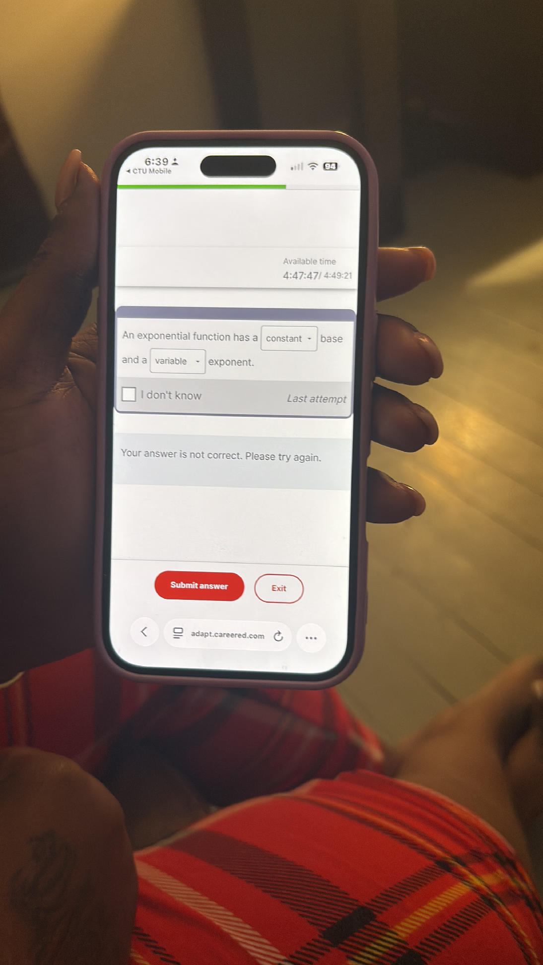 An exponential function has a [constant] | StudyX
