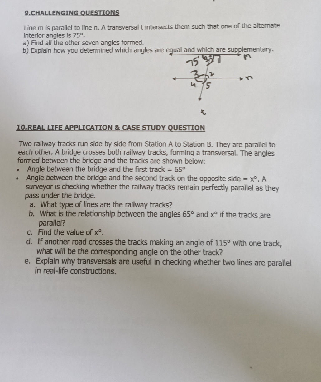 Line m is parallel to line n. A transversal | StudyX