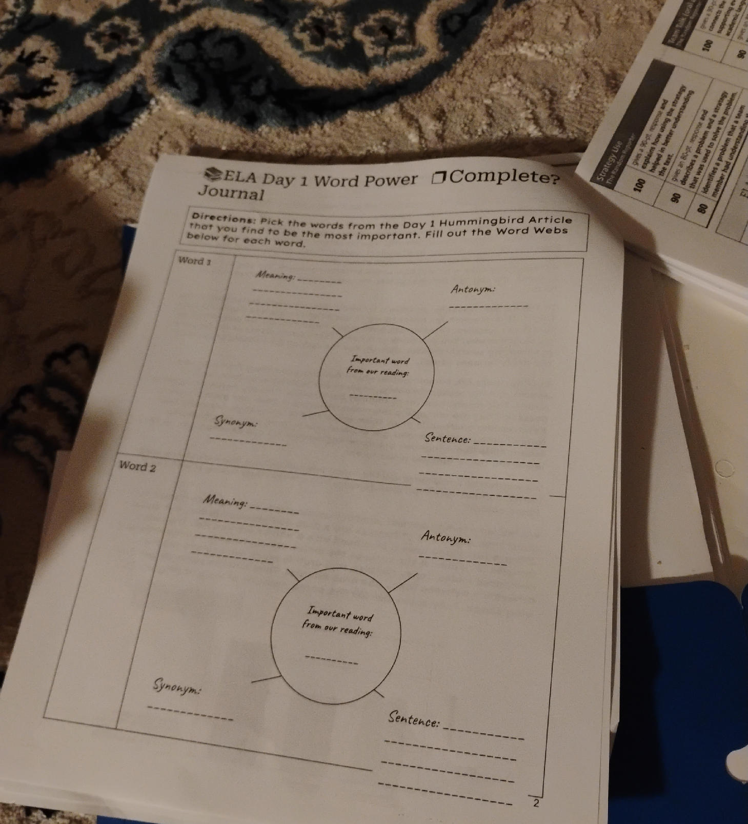 ELA Day 1 Word Power ☐ Complete? | StudyX