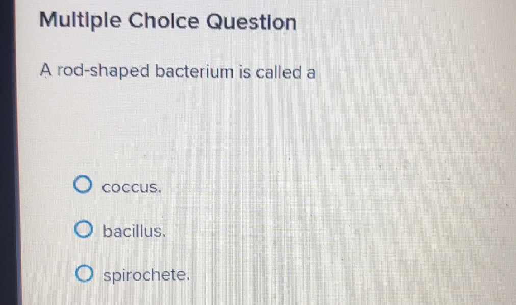 A rod-shaped bacterium is called a coccus. | StudyX