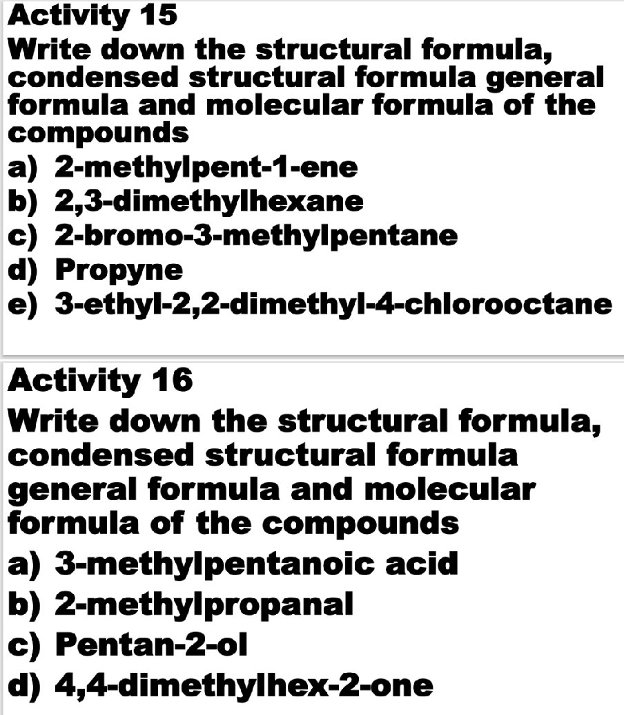 Activity 16 Write down the structural | StudyX