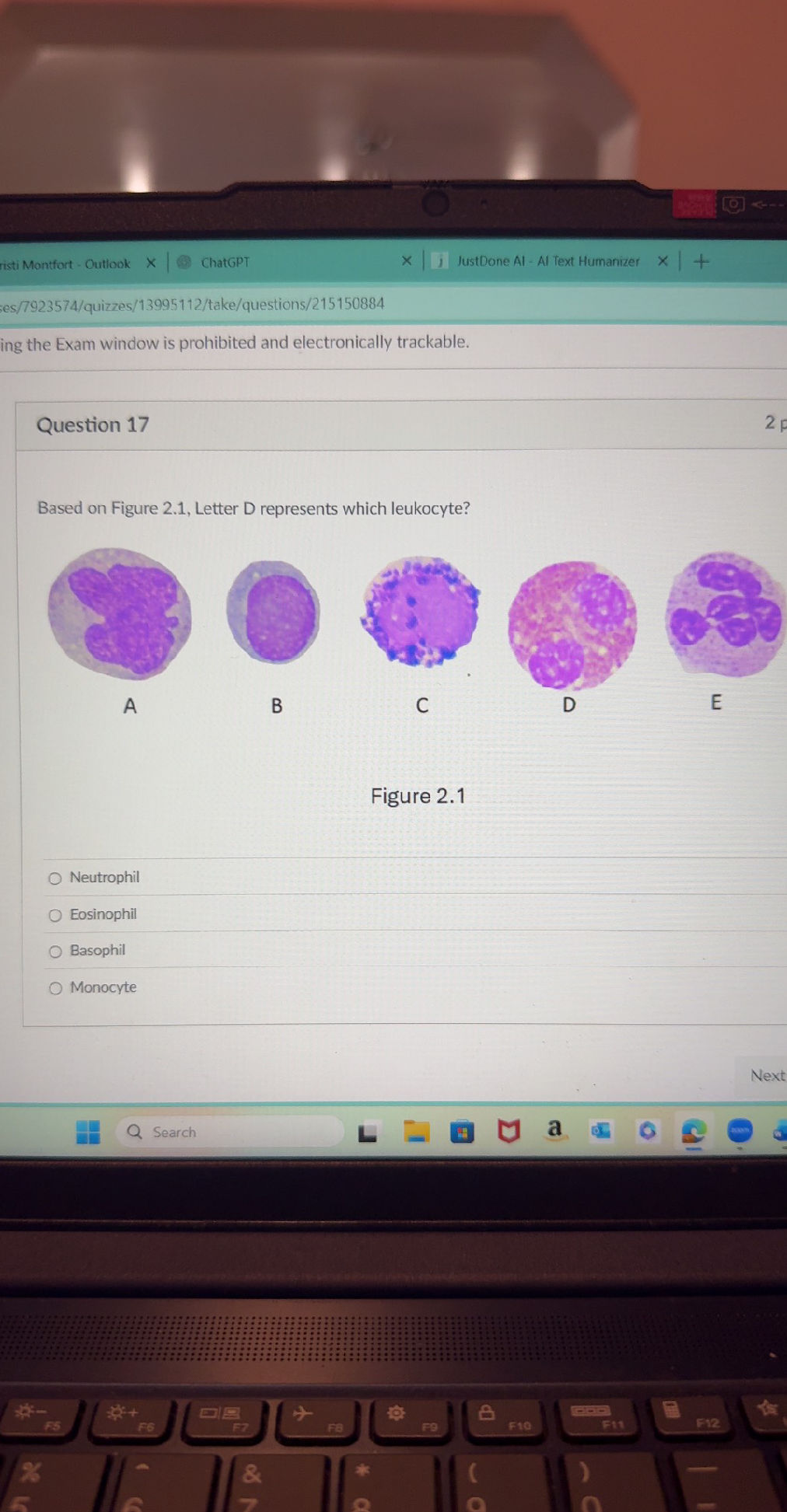 Based on Figure 2.1, Letter D represents | StudyX