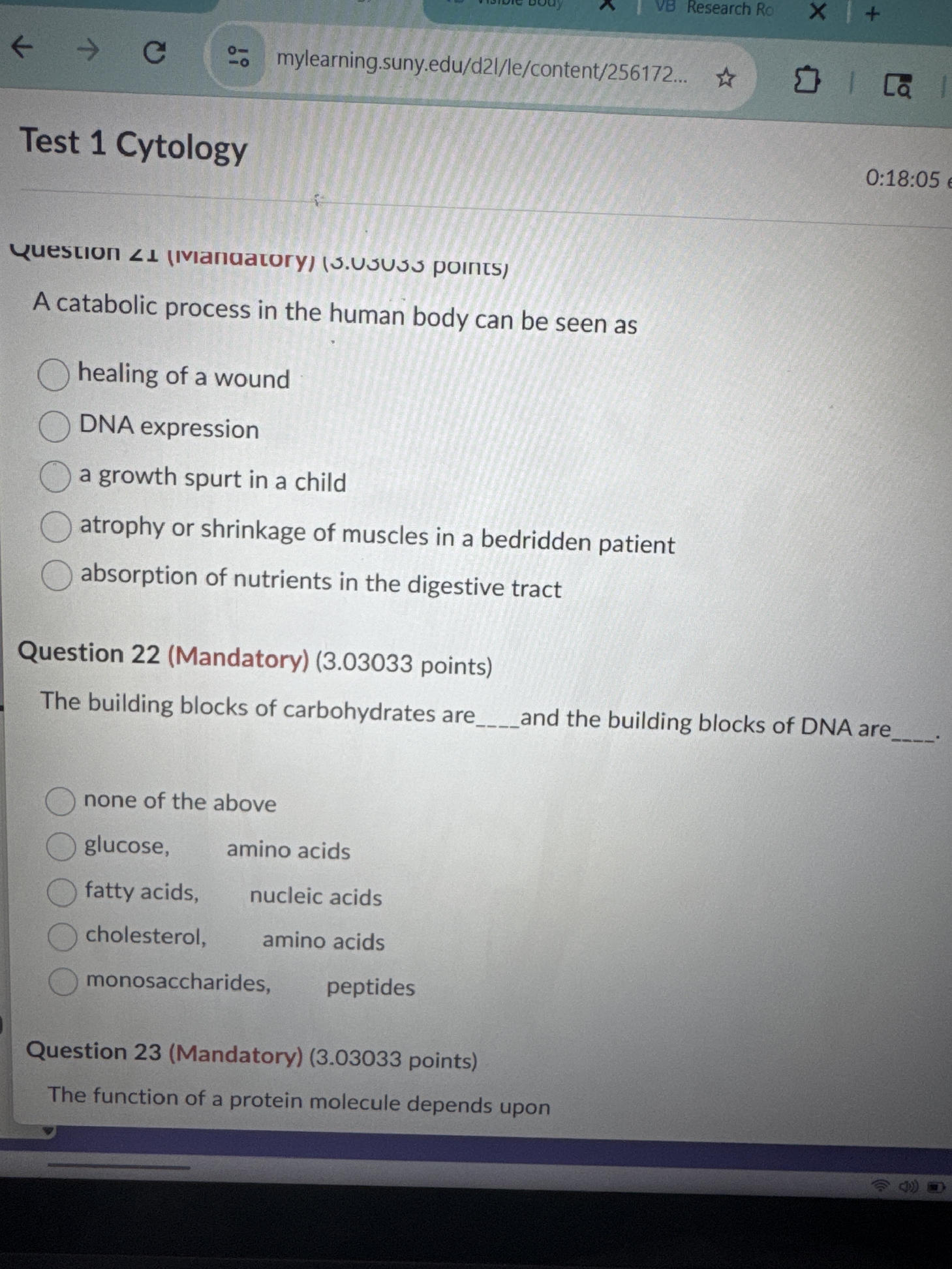 Question 21 A catabolic process in the human | StudyX