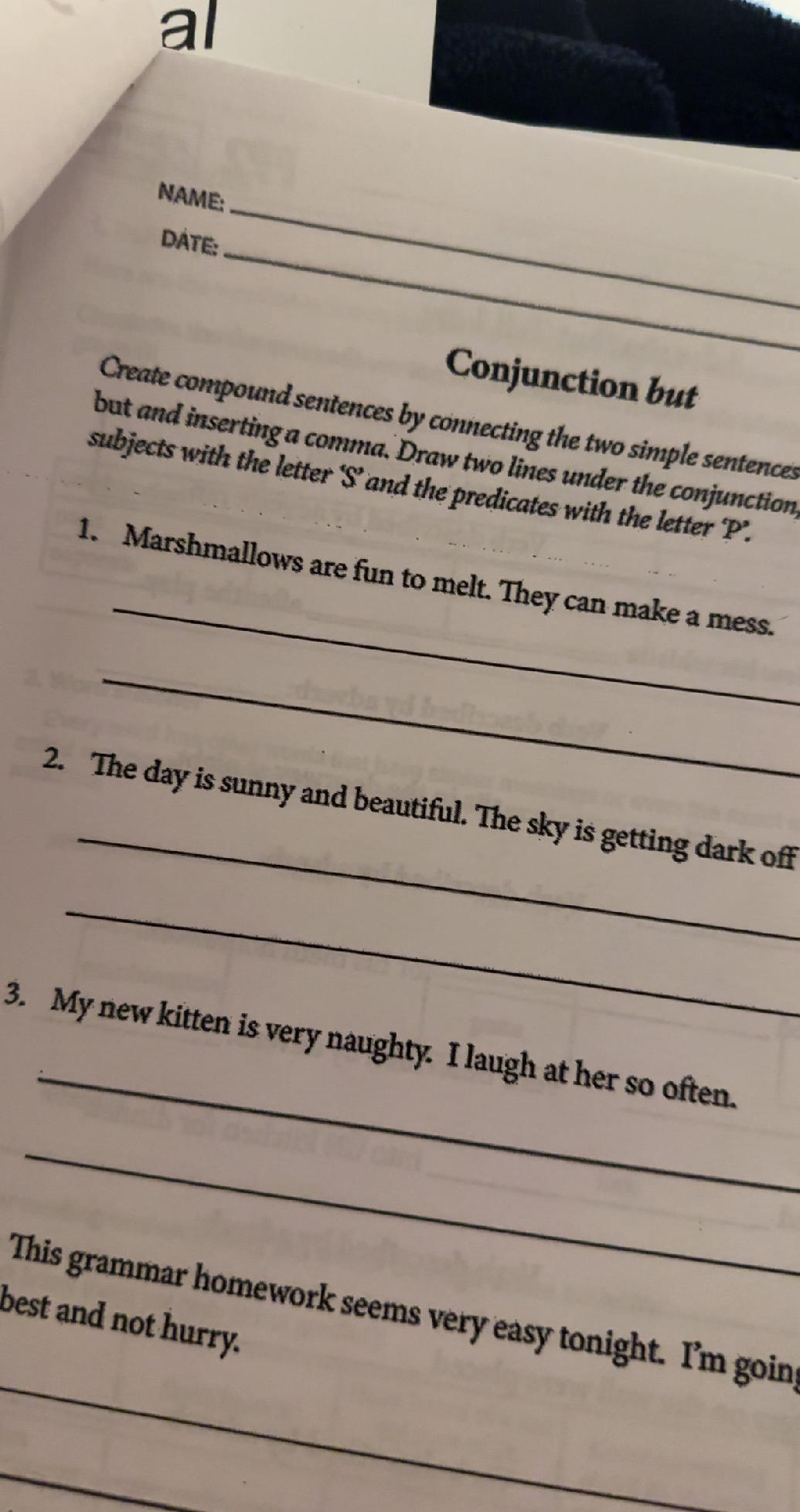 Conjunction but Create compound sentences | StudyX