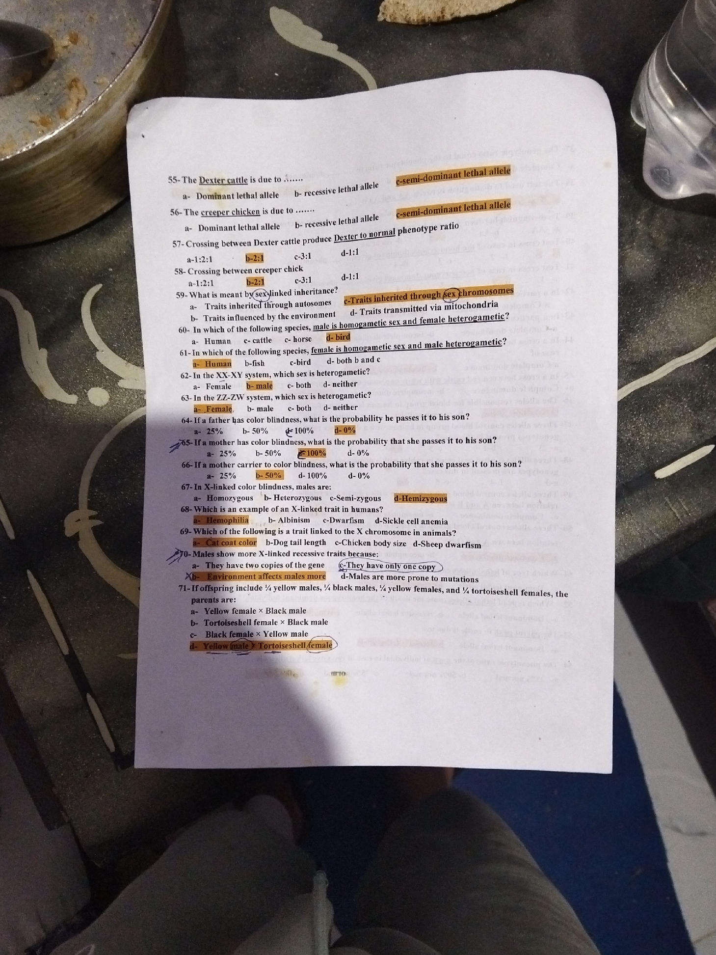 55-The Dexter cattle is due to ....... a- | StudyX