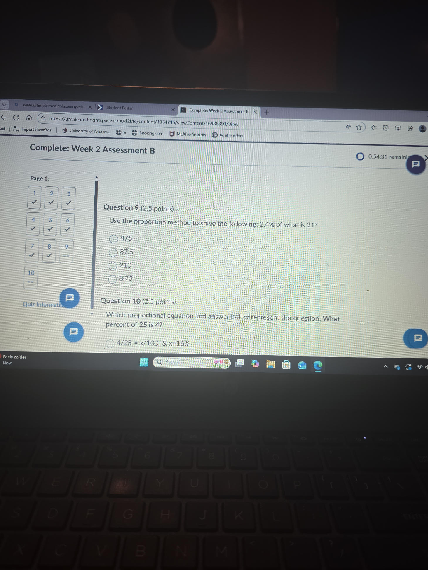 Question 9 (2.5 points) Use the proportion | StudyX