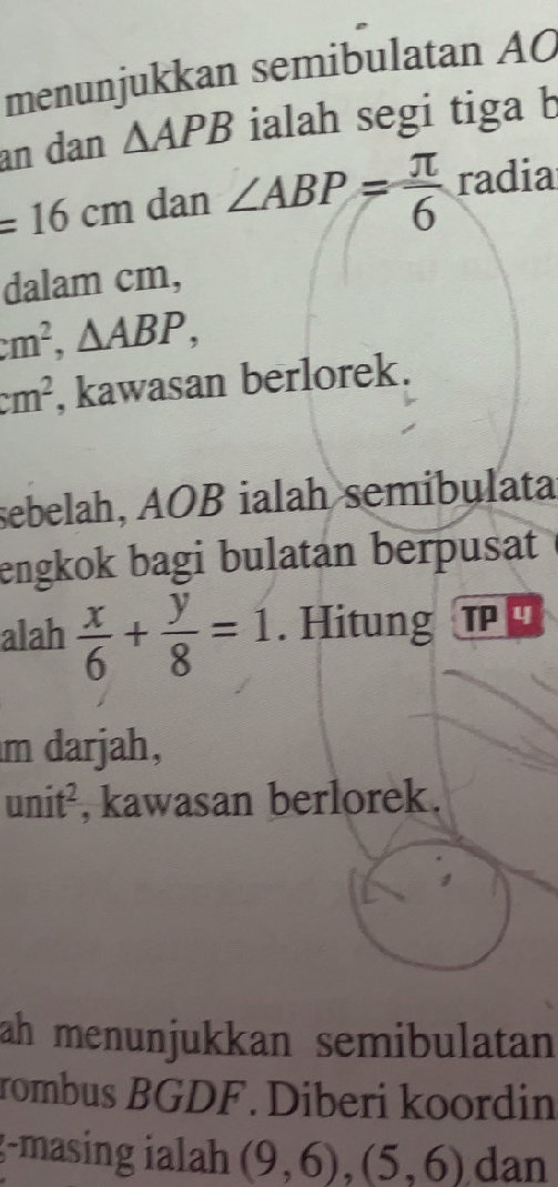 menunjukkan semibulatan AO an dan ΔAPB ialah | StudyX